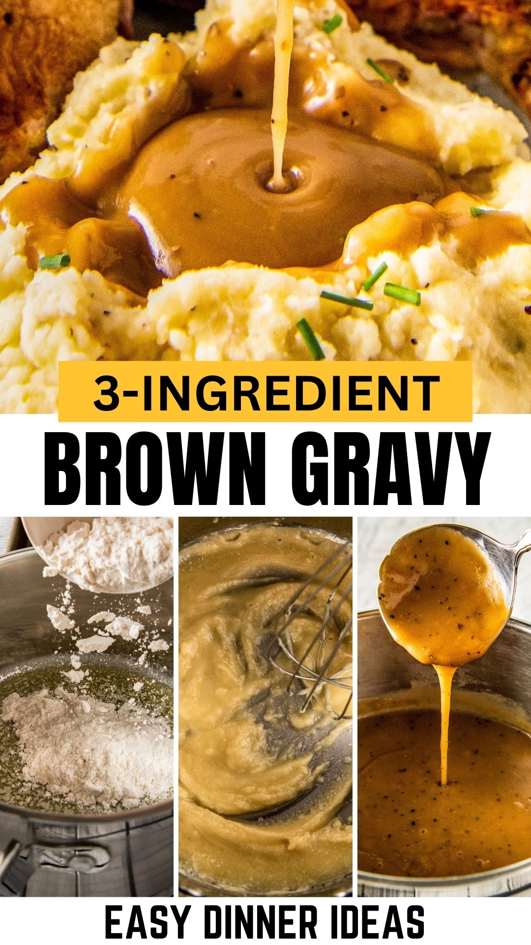 3-Ingredient Homemade Brown Gravy Recipe | Easy Dinner Ideas