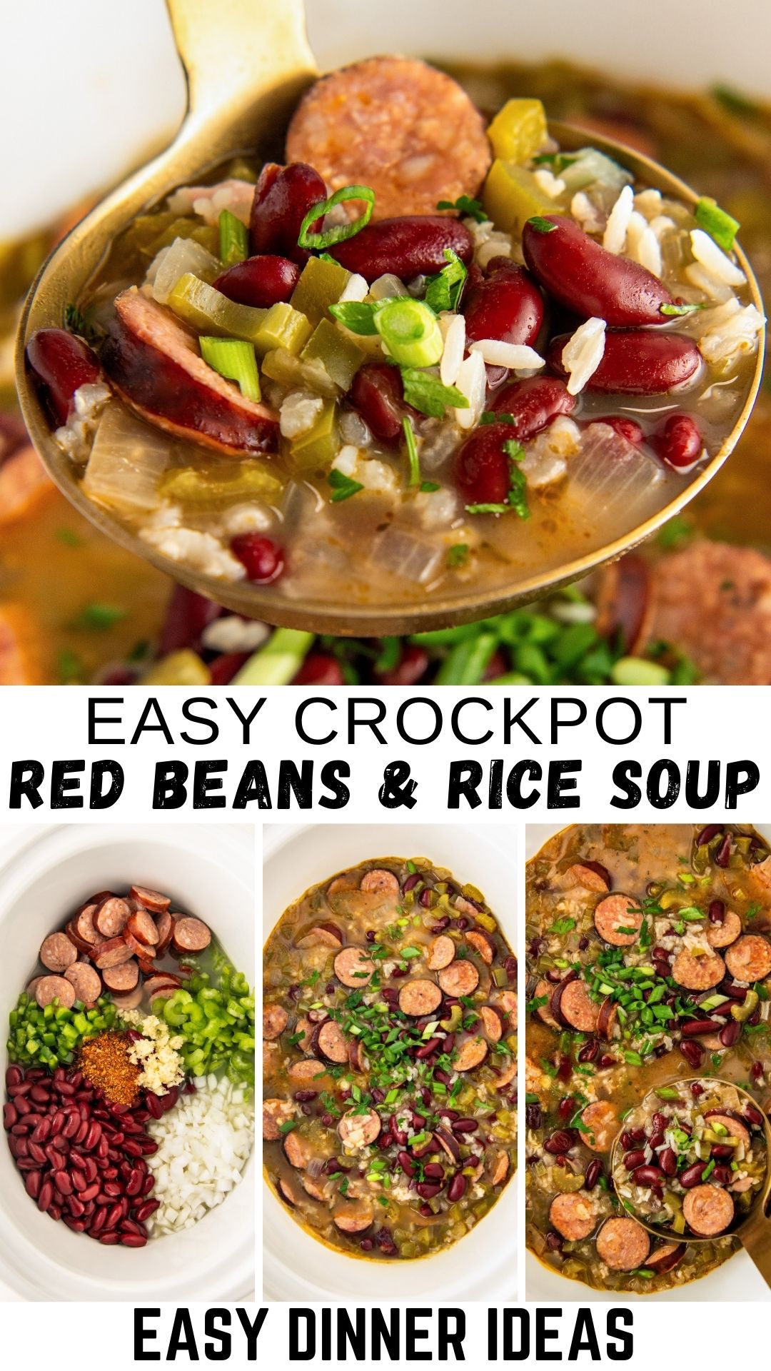 Easy Crockpot Red Beans and Rice Soup | Easy Dinner Ideas